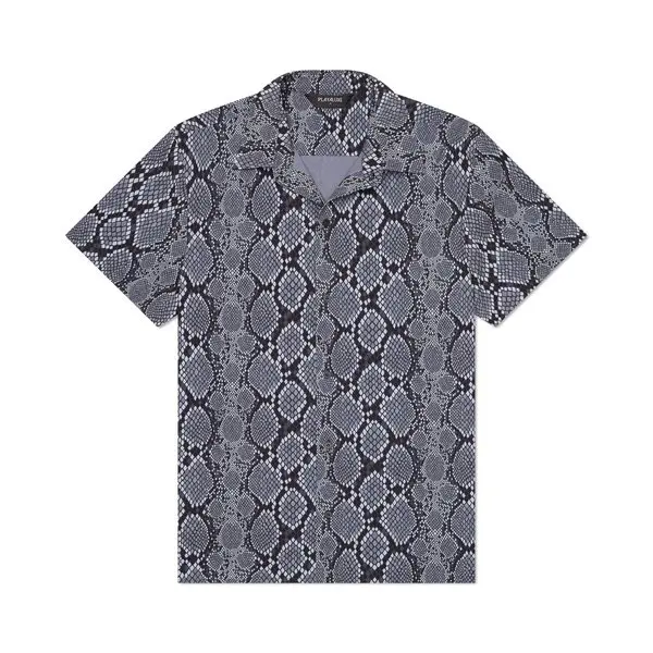 PLAYALUXE Black / Grey Saint Tropez Cabana Shirt Snake - Black/grey
