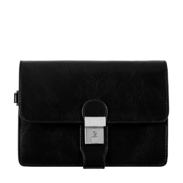 TIME RESISTANCE Leather Clutch Purse - Black