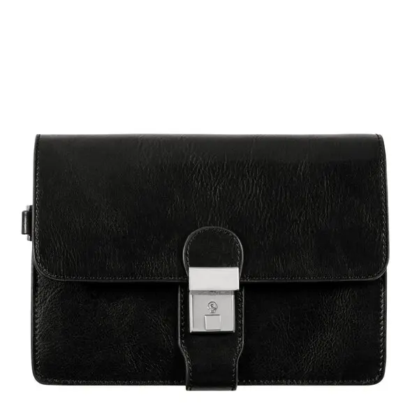 TIME RESISTANCE Leather Clutch Purse - Black