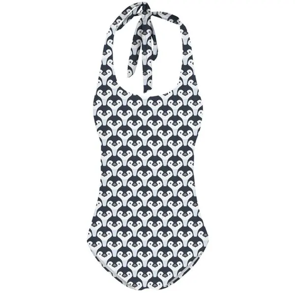 ALOHA FROM DEER Penguin Print Swimsuit - Black/blue