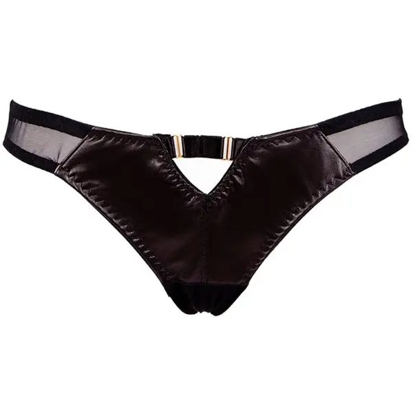 SOMETHING WICKED Montana Leather Open Back Ouvert Brief - Black