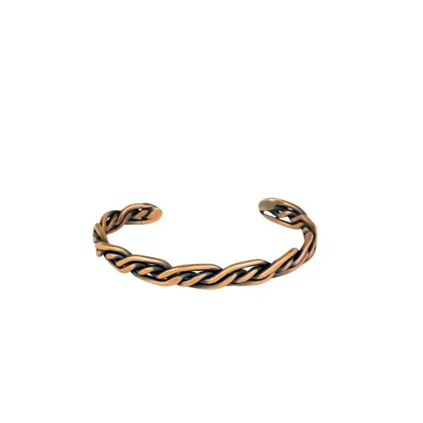 ANATOLIACRAFT Braided Copper Cuff Bracelet - Brown