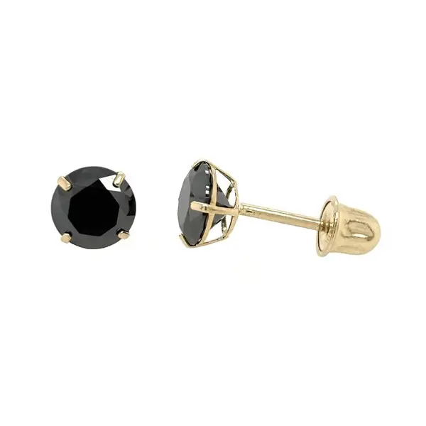 VICSTONENYC FINE JEWELRY 14k Yellow Black Moissanite Stud Earrings With Screw Back - Gold