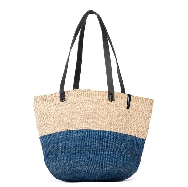 MIFUKO Majani Shopper Basket Duo With Leather Handles - Blue