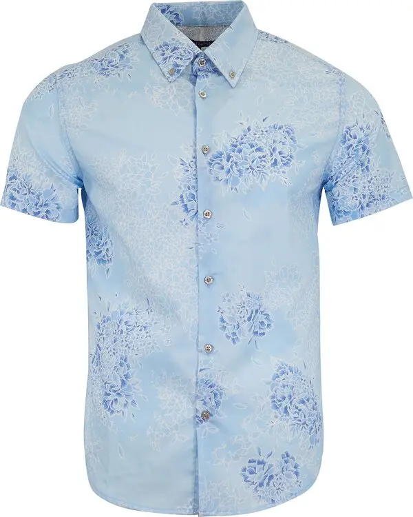 LORDS OF HARLECH Tim Bouquet Island Shirt - Blue