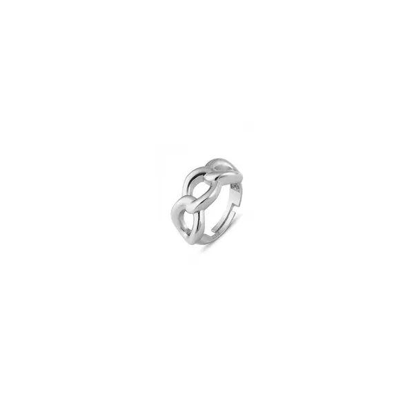 SPERO LONDON Chunky Three Chain Sterling Adjustable Statement Ring - Silver