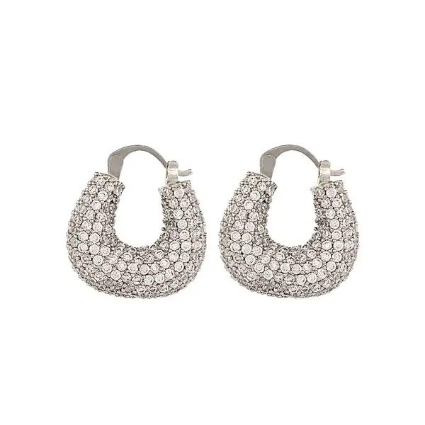 EBRU JEWELRY Sparkly Diamond Fashion Earrings - Silver