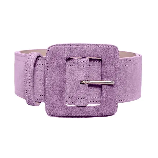 BELTBE Suede Square Buckle Belt - Purple