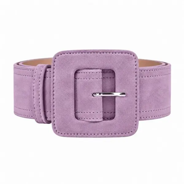 BELTBE Suede Square Buckle Belt - Purple