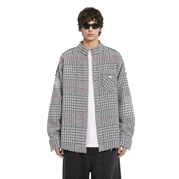 MYSIMPLICATED Oversized Checkered Long Sleeve Shirt Shirt Complex Minds - Grey/red