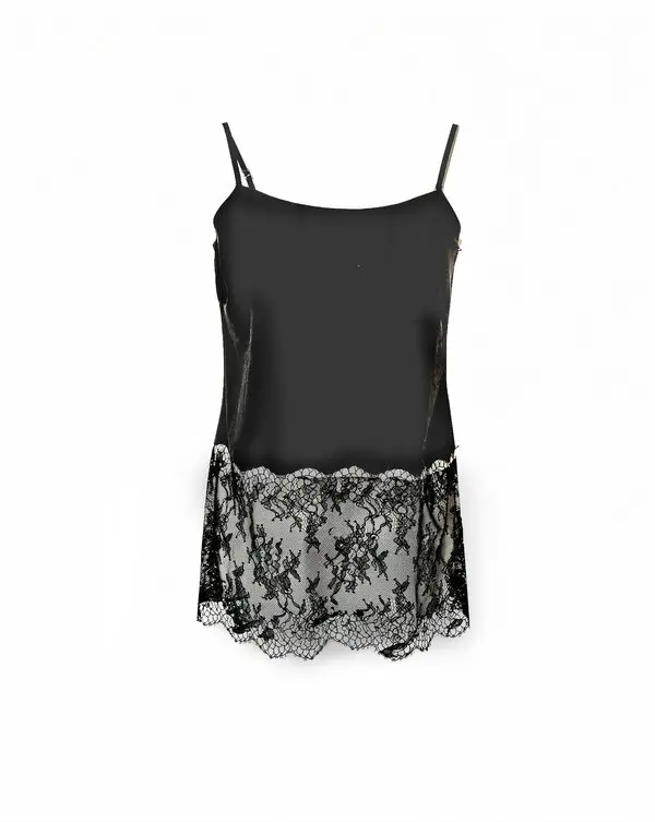 CAROL COELHO Orchid Lace-trimmed Tank - Black