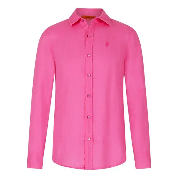 MAISON TANGERINE Flamingo Bright Linen Shirt For