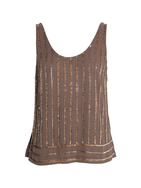 ROSE & NANCY Selene Sequin Embellished Vest - Grey/brown
