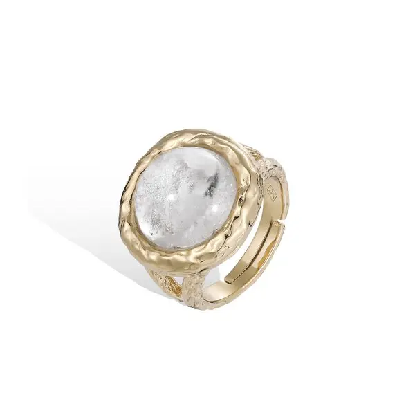 RETRO CHIC Aeolian Whispers Crystal Ring - Gold/white
