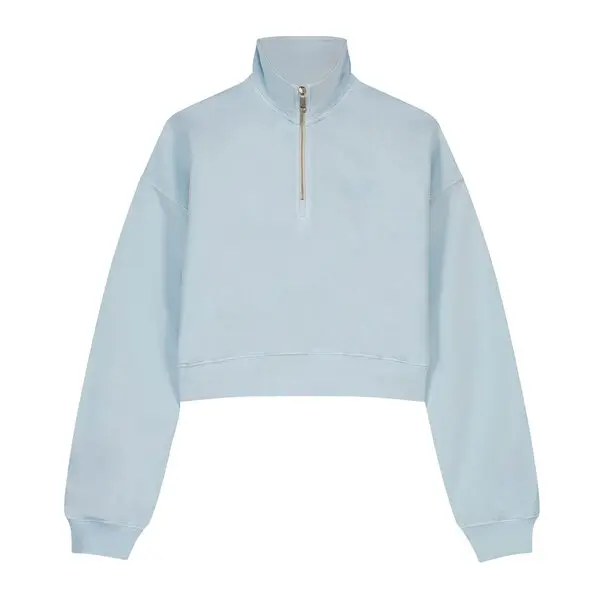 VELD Runyon Cropped Quarter-zip Sweatshirt - Blue
