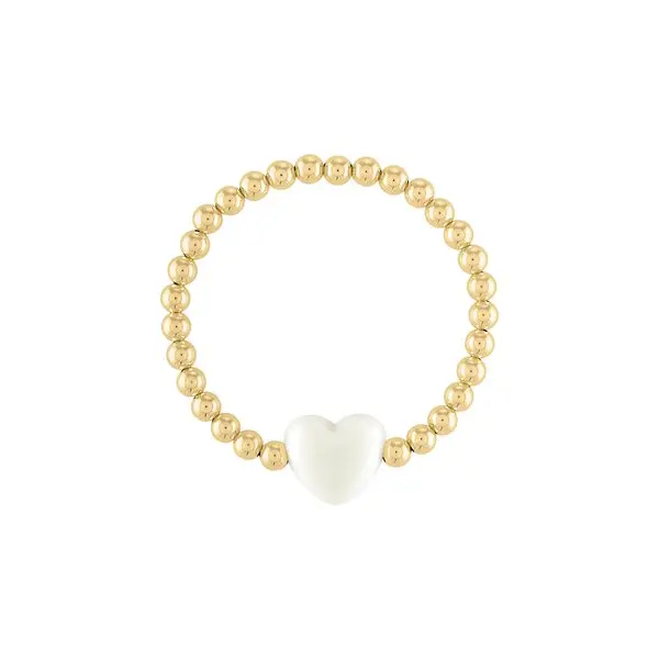 OLIVIA LE Love Heart Gold Filled Beaded Bracelet - Pink