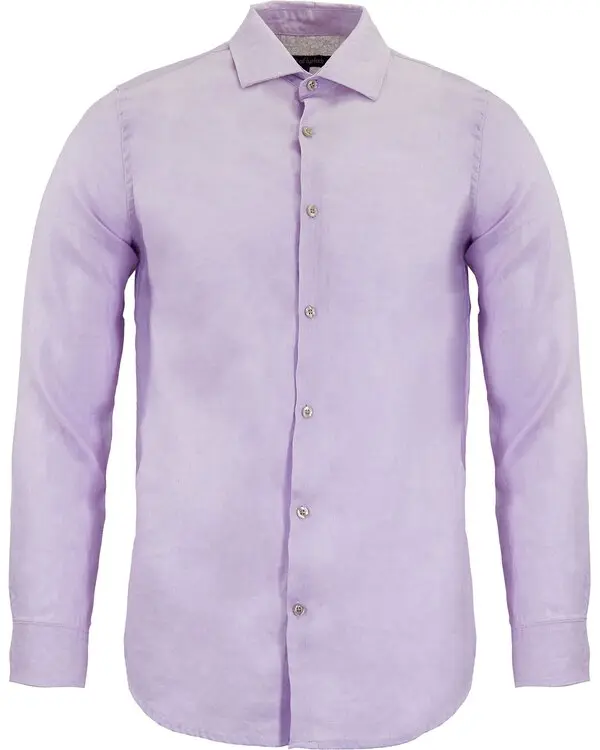 LORDS OF HARLECH Lionel Linen Button Down Shirt Lavender - Purple
