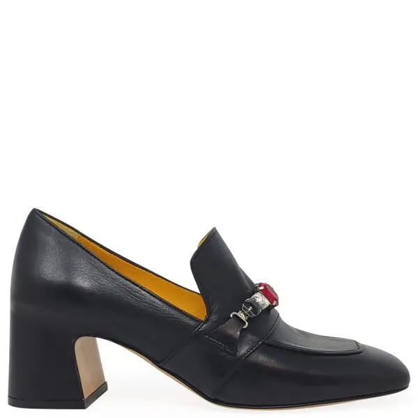 MADISON MAISON Leather Mid-heel Jewel Loafer