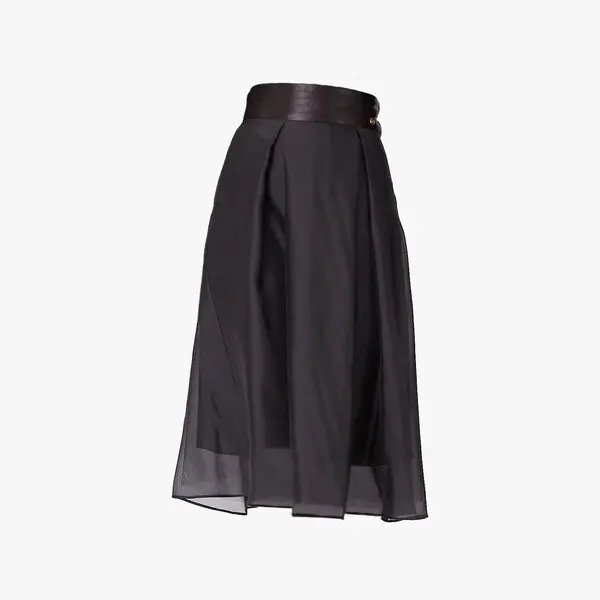 SMART AND JOY Flared Organza And Satin Skirt - Black
