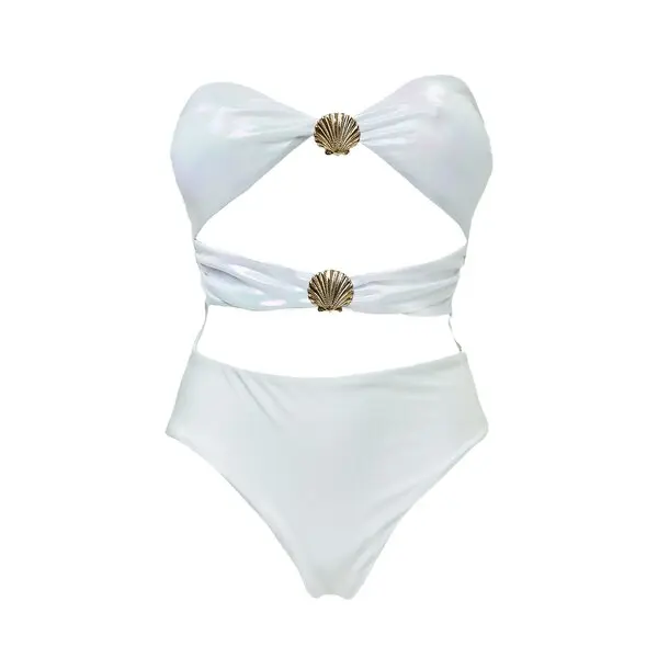 AULALA PARIS The Ocean Whisper Bandeau One-piece Swimsuit - White