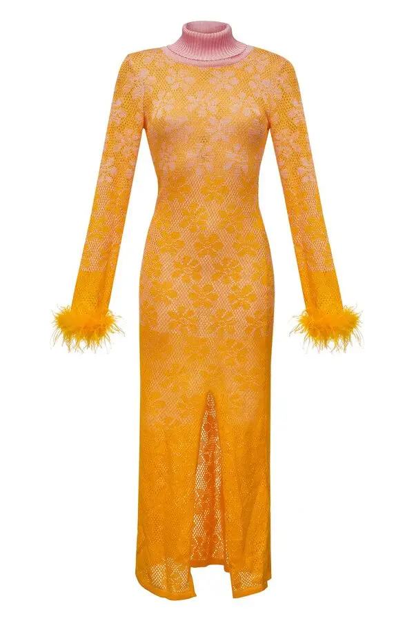 ANDREEVA Maxi Knit Dress With Handmade Knit Details