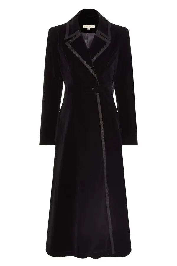 GUINEA Velvet Dress Coat - Black