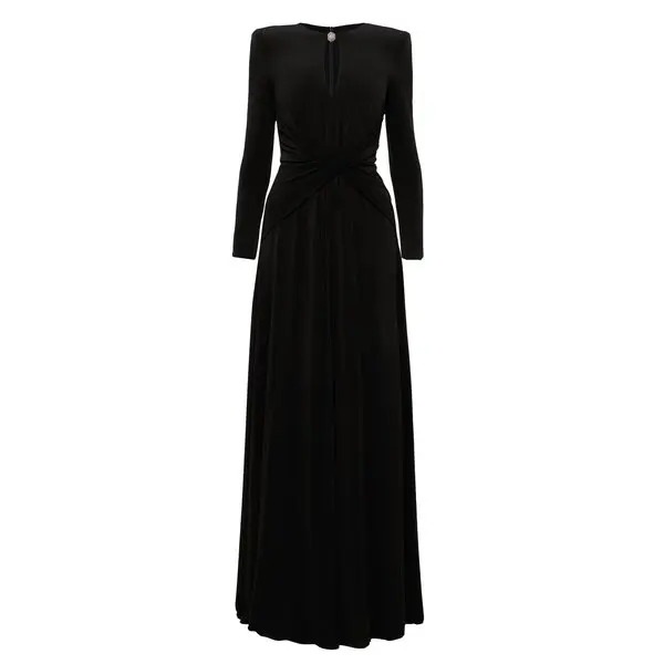 NISSA Crystal-detail Maxi Dress - Black