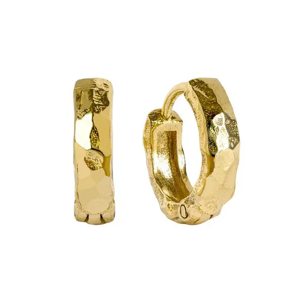 CHARLOTTE'S WEB JEWELLERY Lakshmi Hammered Huggie Hoop Earrings - Gold