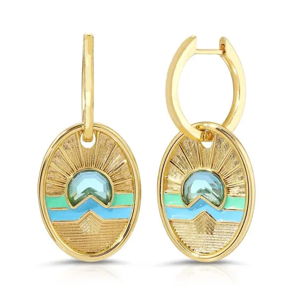 GLAMROCKS JEWELRY Tequila Sunrise Charm Hoop Earrings - Blue