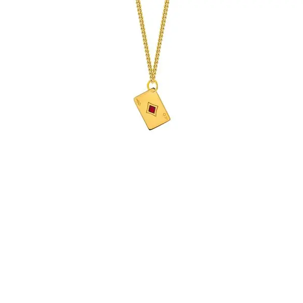 TRUE ROCKS Mini Ace Of Diamonds Playing Card Pendant - Gold/red