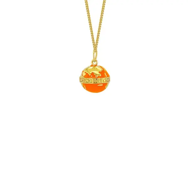 TRUE ROCKS Mini Globe Pendant Necklace - Gold/orange