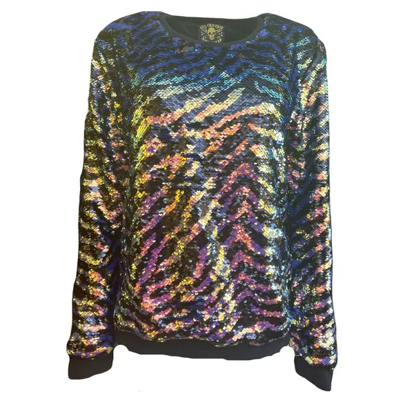 ANY OLD IRON Iridescent Zebra Sequin Sweatshirt