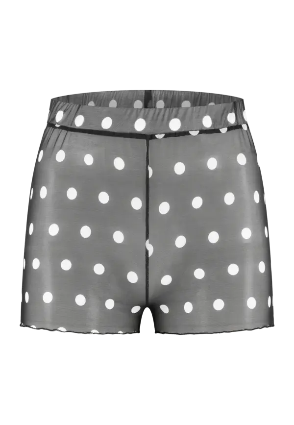 NOBLESSE OBLIGE Mesh Large White Polka Dot On Mesh Sleep Shorts - Black