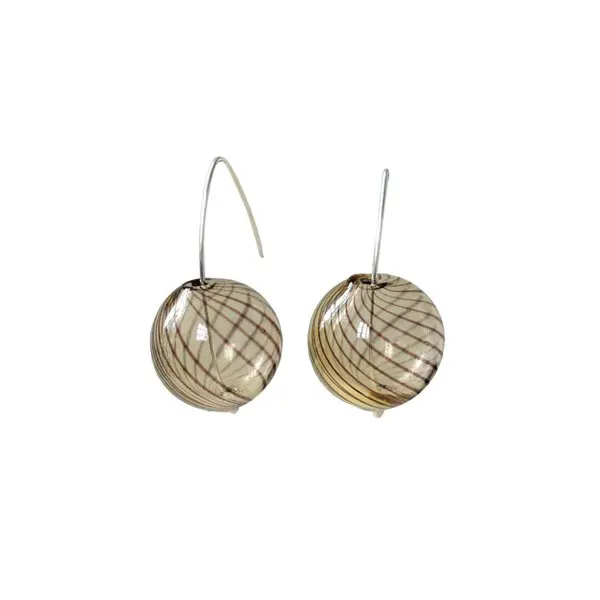 LAURA DAILI Hand-blown Glass Earrings - Silver/brown