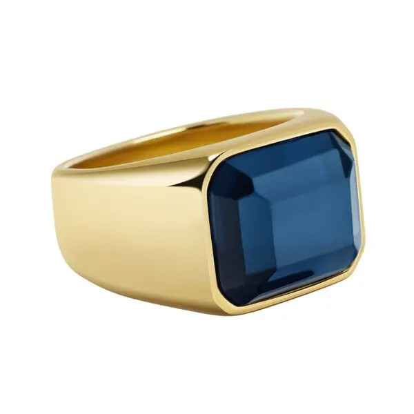 NIALAYA JEWELRY Signet Ring With Blue Zircon - Gold/blue