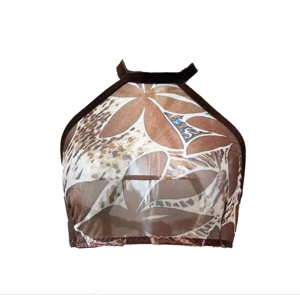 CAROL COELHO Limited Edition Terraforma Sparkle Stretch Mesh Bralette - Brown