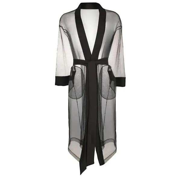 LIA ARAM Sheer Tulle Belted Blazer