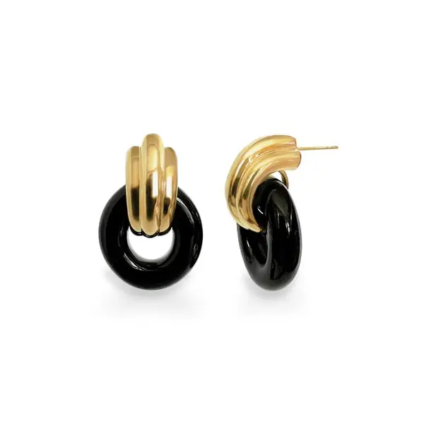 GOLD & HONEY Donut Drop Earrings - Black/gold