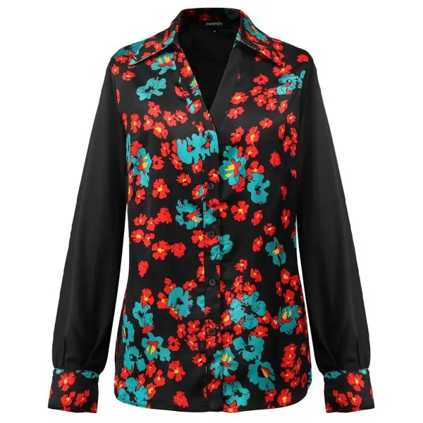 SMART AND JOY Bi-material Flower Print Shirt