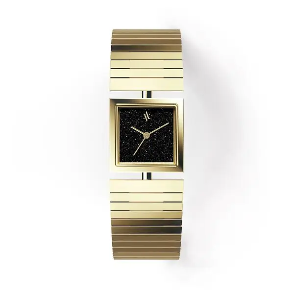 VANNA Linea Sandstone Gold Watch - Black
