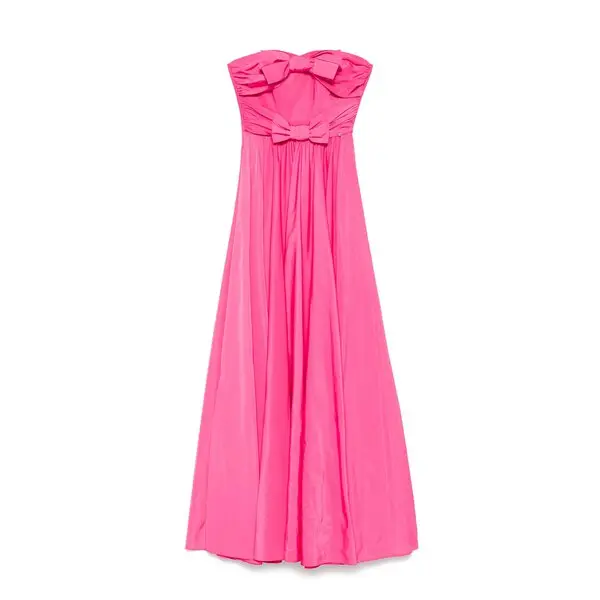 NISSA Bow-detail Taffeta Maxi Dress