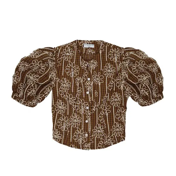 28NATELIER Embroidered Button-up Top