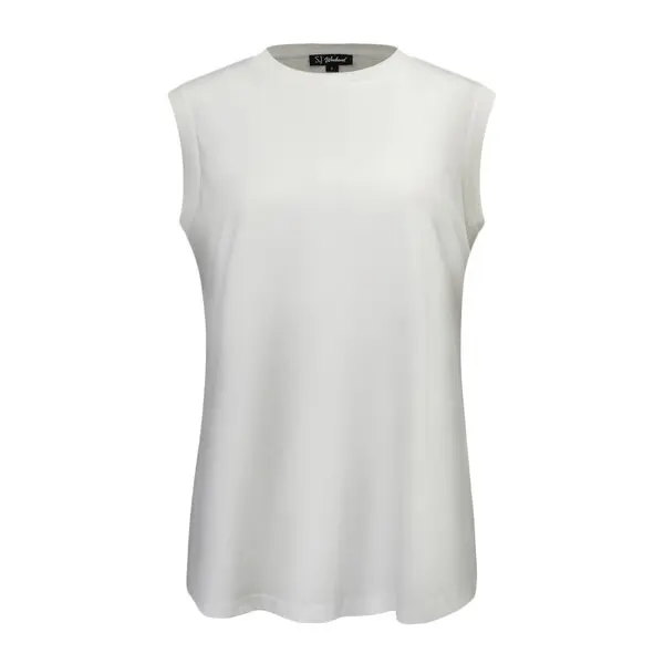 SMART AND JOY Sleeveless Cotton Blend Tank Top - White