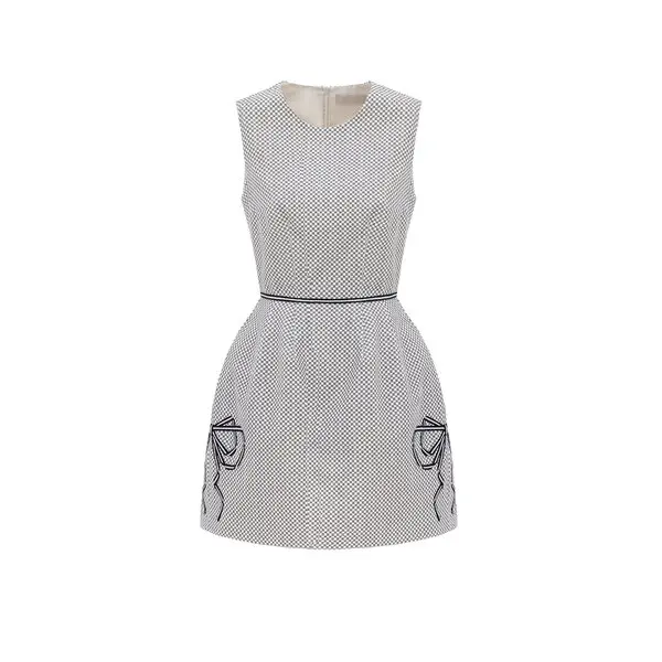 GEORGETTE Textured Mini Dress With Trim