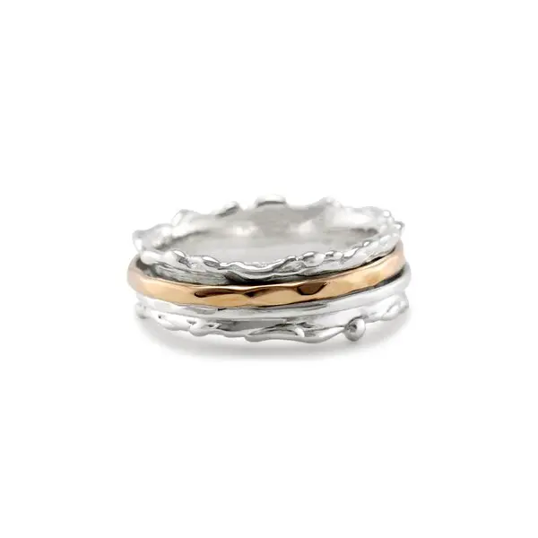 ISLA SILVER Dual Spinning Ring - Brown/silver