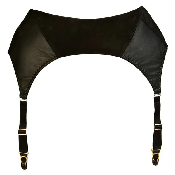 SOMETHING WICKED Ava Leather & Suede Suspender Garter Belt - Black