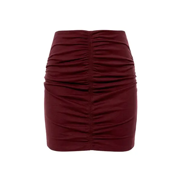 AGGI BY HALEWSKI Fitted Mini Skirt With Ruching - Red