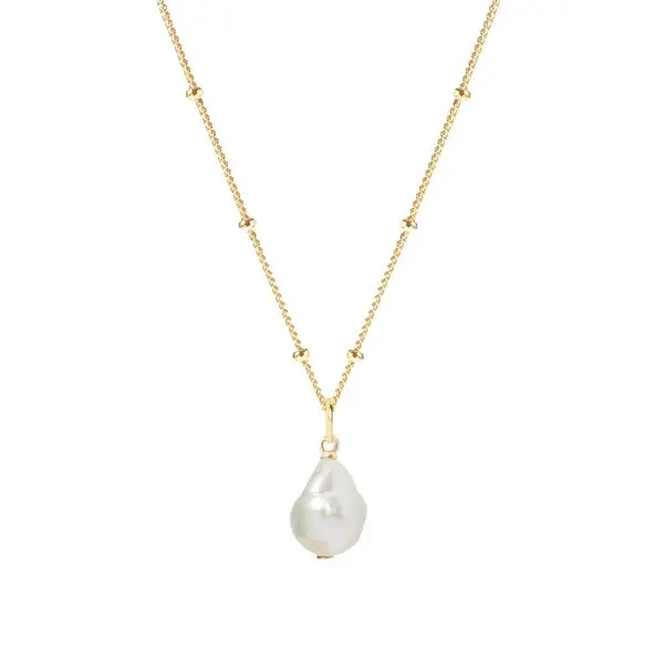 MURU Freshwater Pearl Chain Necklace - Gold