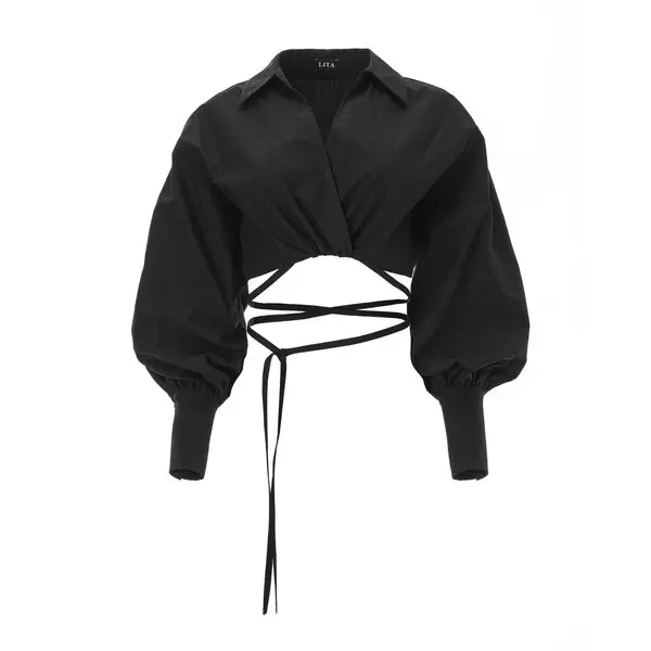 LITA COUTURE Cropped Poplin Shirt
