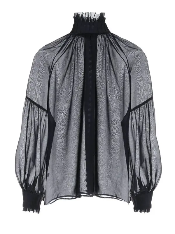 HELENE GALWAS Babett" Sheer Silk Blouse - Black